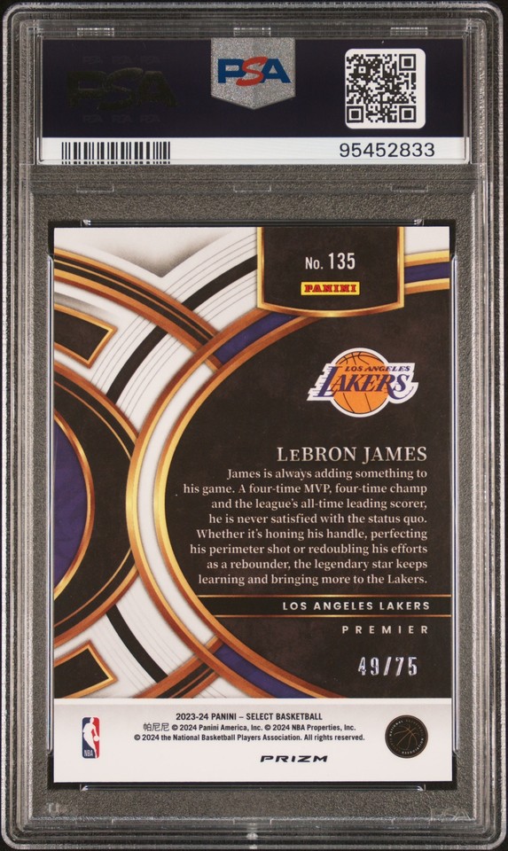 2023 Panini Select LeBron James #135 /75 White Disco PSA 10 | eBay