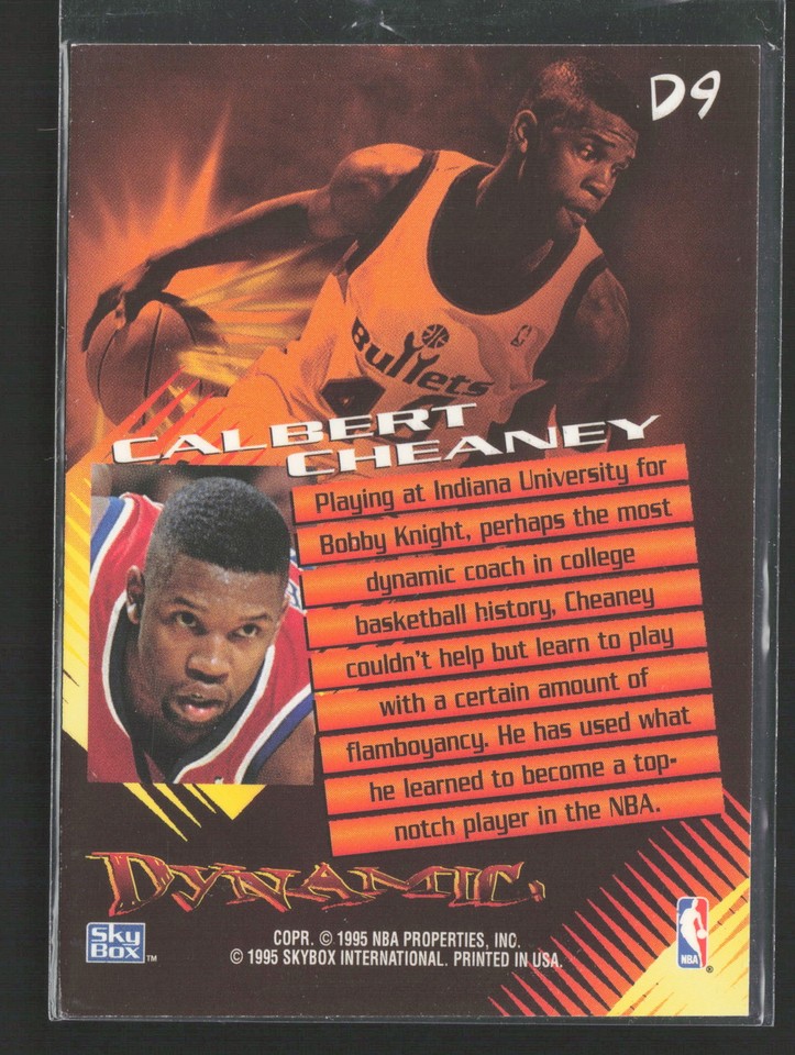 1995-96 SkyBox Premium #D9 Calbert Cheaney Dynamic Washington Bullets ...