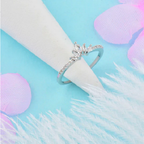 Fine Princess Crown Design Bright Moissanite In Real 10K White Gold ...