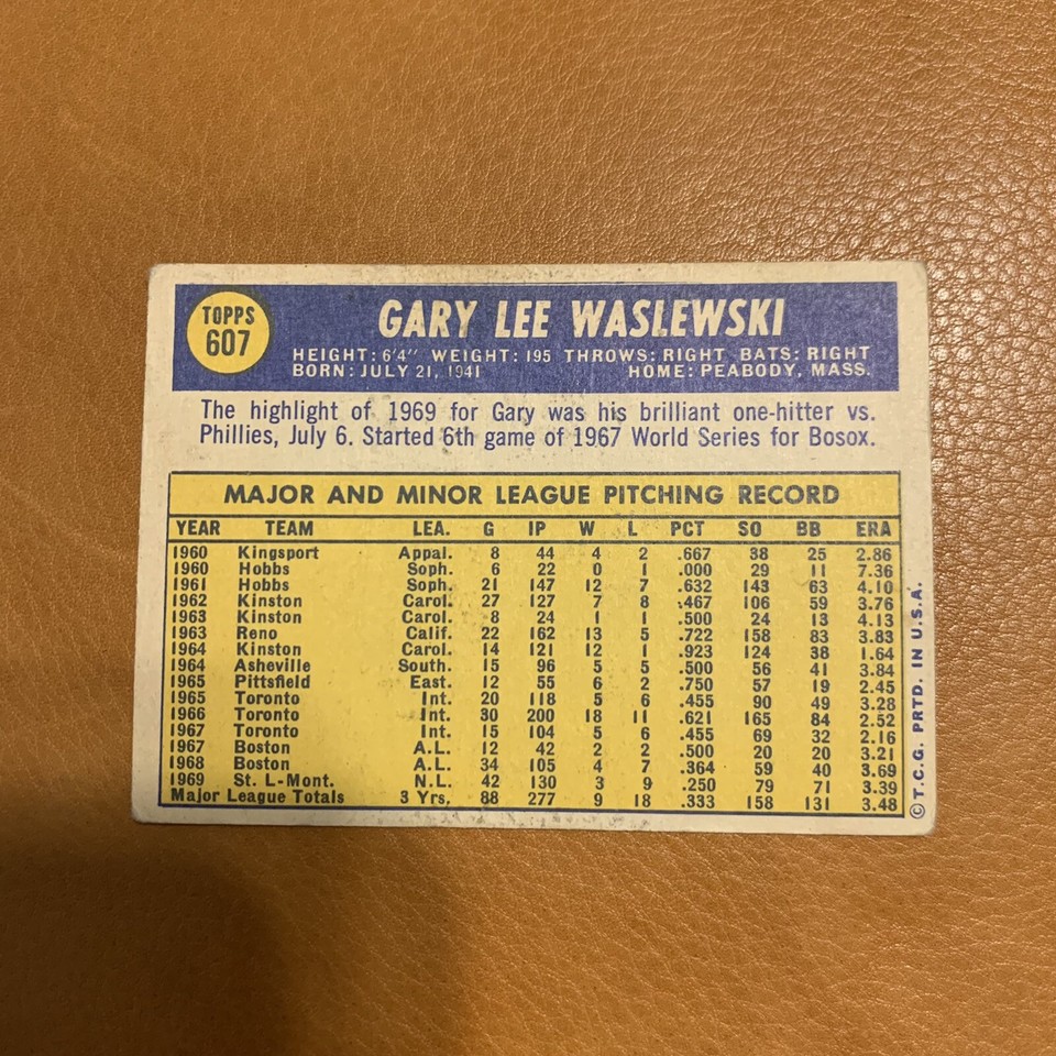 1970 Topps Gary Waslewski # 607 Montreal Expos Baseball Card | eBay