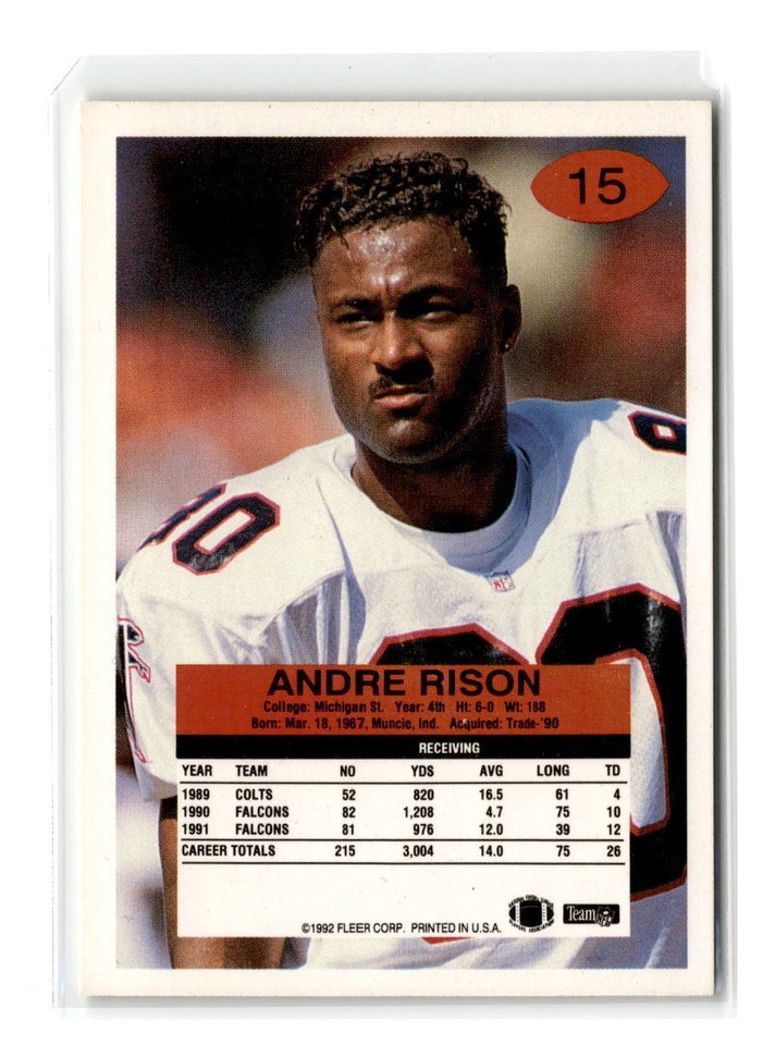 1992-Fleer -#15-Andre Rison -Atlanta Falcons | eBay