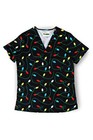 TIPSY ELVES STRING OF LIGHTS SCRUB TOP Women's Size XL BLACK NEW!! | eBay
