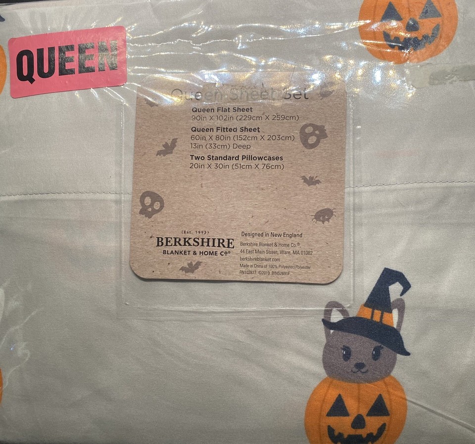 Berkshire Halloween Graveyard Boo-tique Queen Cat Sheets | eBay UK