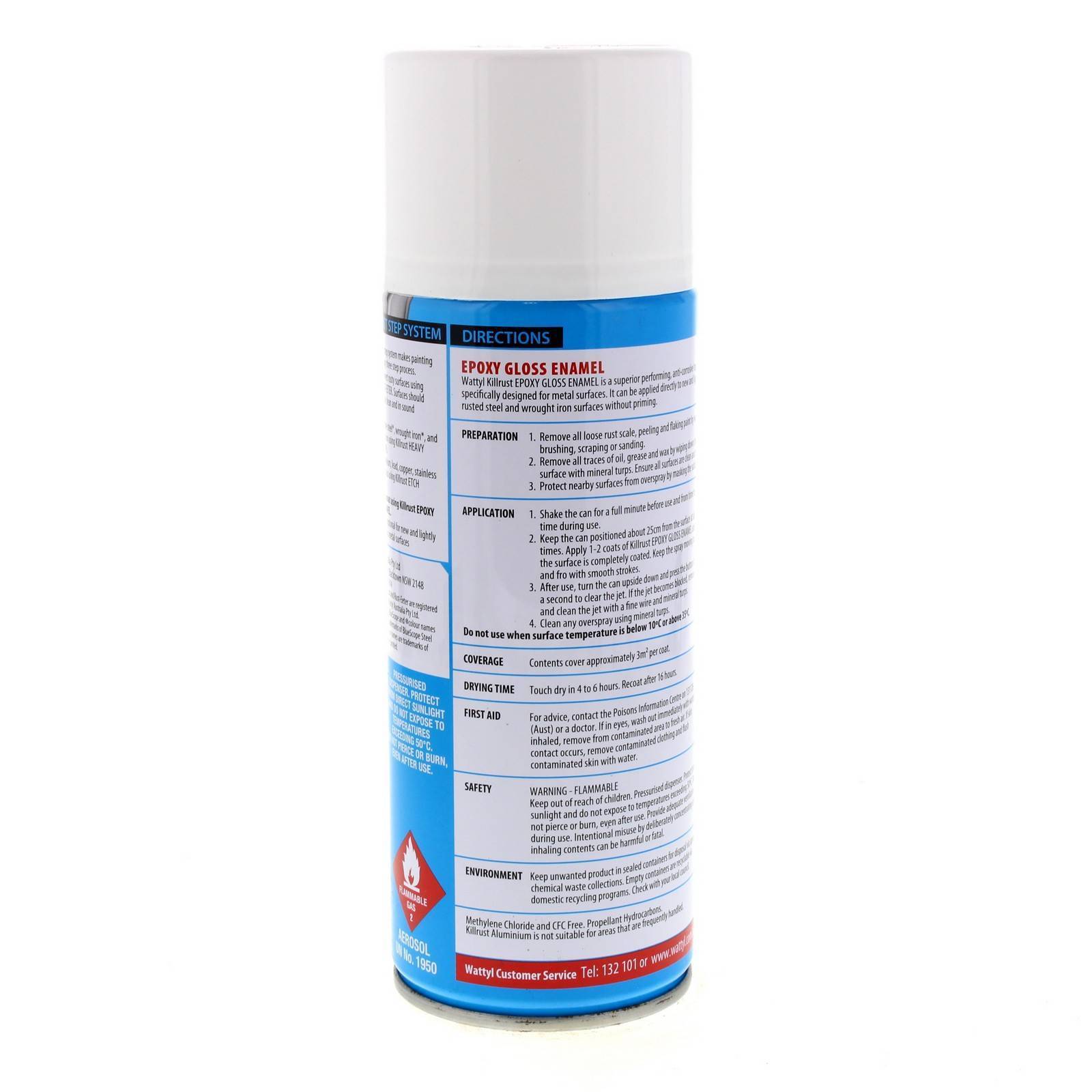 Killrust Gloss Enamel White Aero Spray Paint Can 300g Wattyl Anti-Rust ...