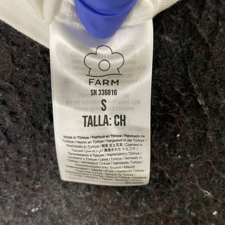 FARM RIO Cross Stitch Flowers T-shirt Women's Size S Off-White | eBay