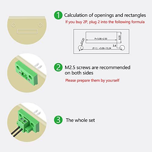2 Sets 2 Pin 5.08 mm Terminal 2-Pin Pluggable Screw Terminal Block ...