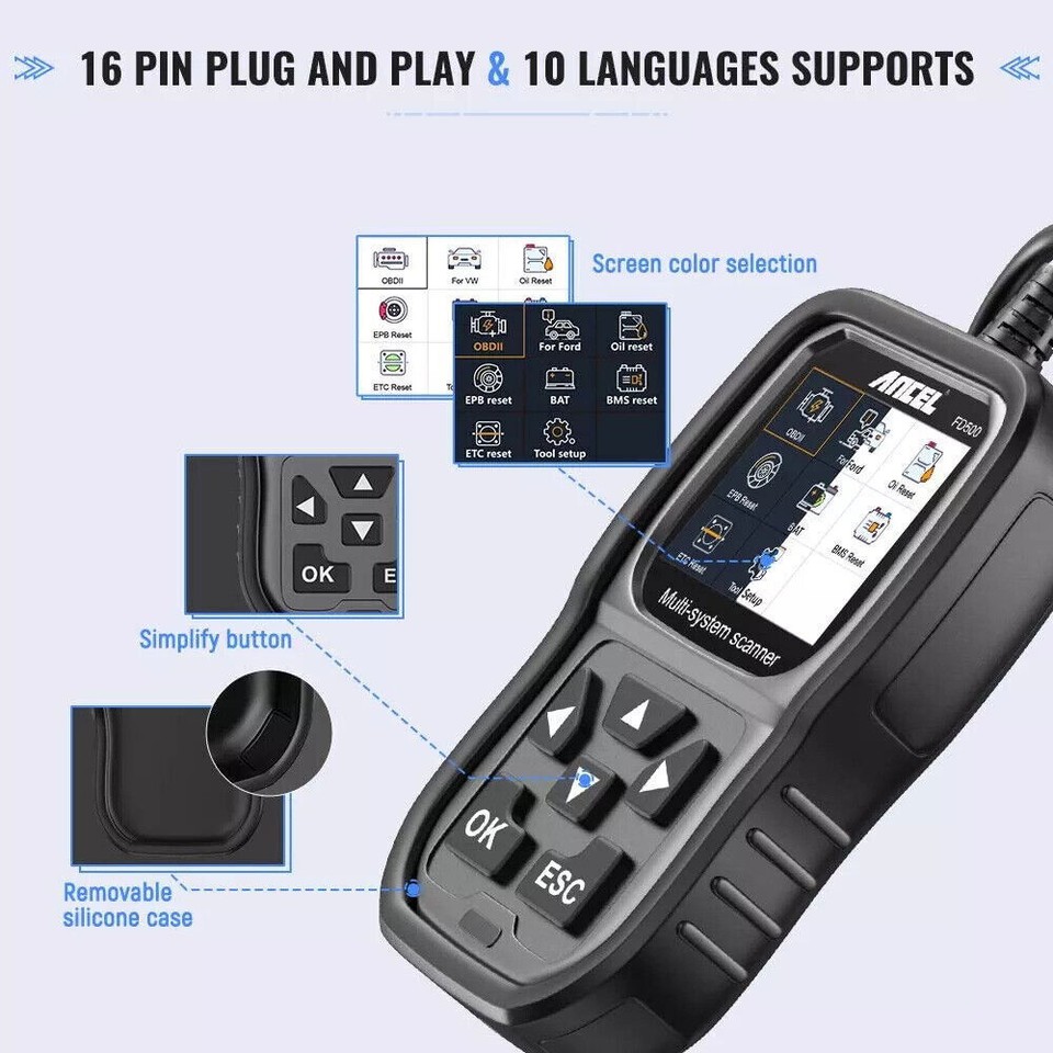 ANCEL FD500 for Ford Car All System OBD2 Scanner Diagnostic Tool EPB ...