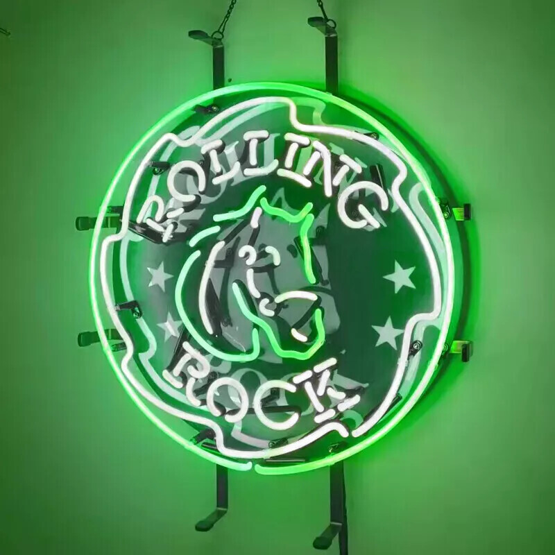 17"x17" Rolling Rock Neon Sign With HD Vivid Lamp Beer Bar Glass Decor ...