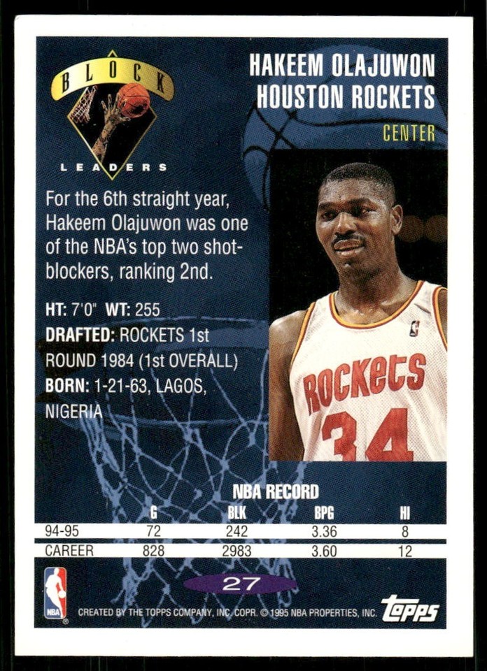 1995-96 Topps - Hakeem Olajuwon #27 | eBay