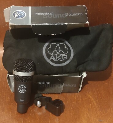 AKG D40 dynamic mic + H440 Drum rim mount used only few hours in home ...