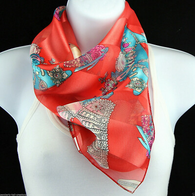 Jeweled Shoes Women's Scarf Shoe Fashion Heels Scarfs Gift Square Red ...