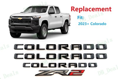 4PCS Gloss Black Door Rear Colorado Red ZR2 Emblems Letters 2023 ...