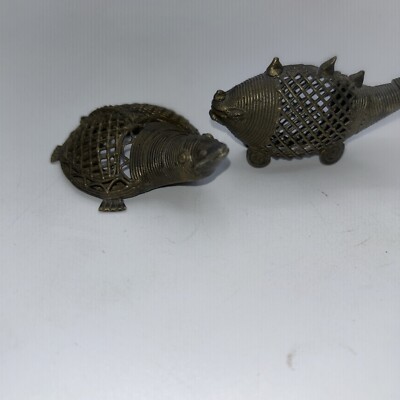 Antique Indian Dhokra Metal Fish And Turtle | eBay