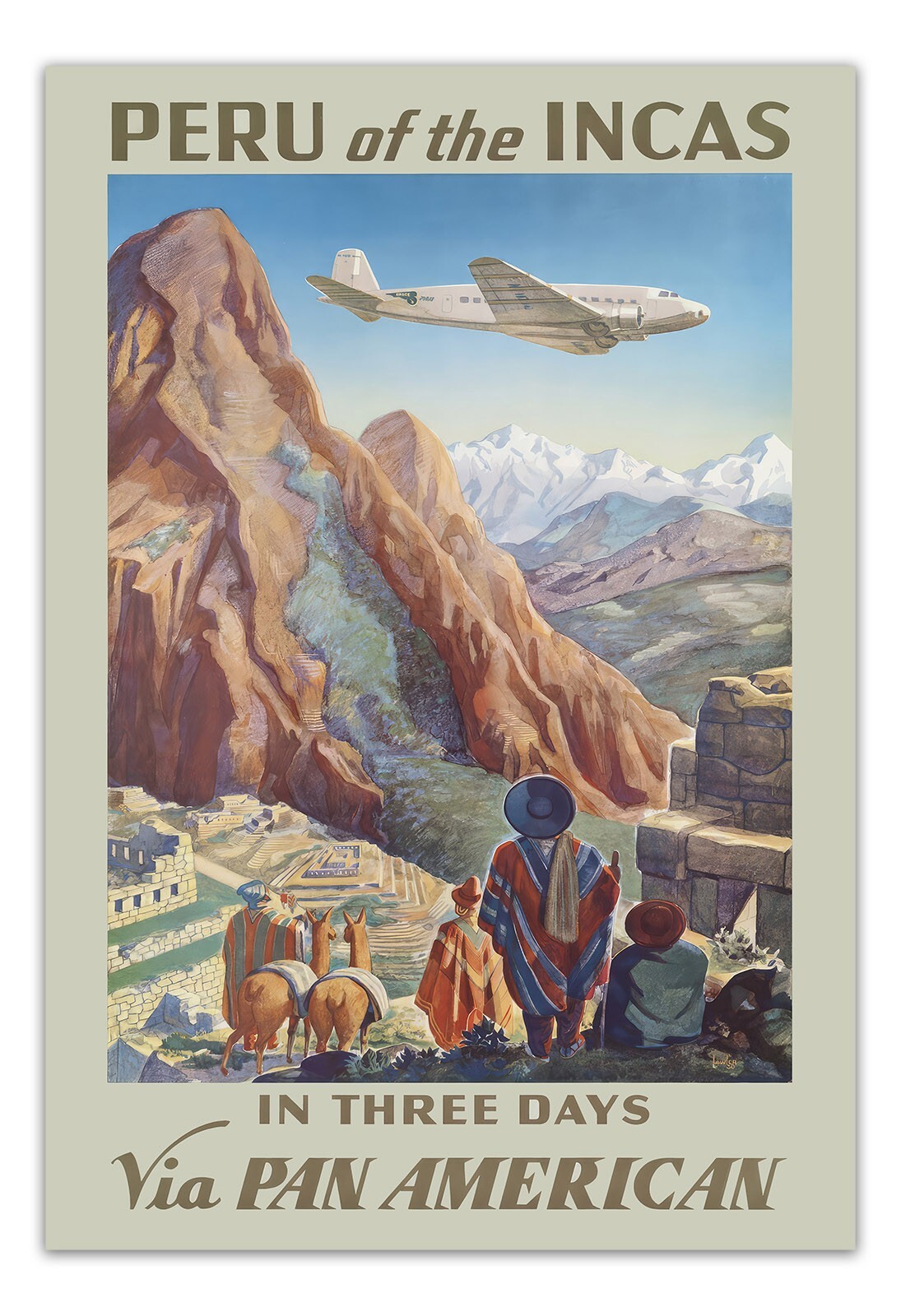 Travel Poster PERU OF THE INCAS 1930s Vintage Illustration Premium ...