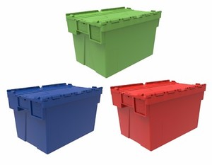 5 x 65 Litre Coloured Plastic Storage Boxes Containers Crates Totes ...