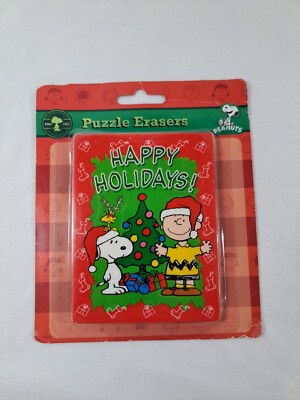 Peanuts Puzzle Eraser Happy Holidays Snoopy And Charlie B CHRISTMAS NEW ...