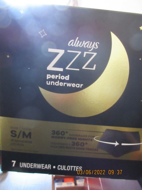 Always BRAND ZZZ Women Menstrual Period Underwear 7 Count S/m for sale ...