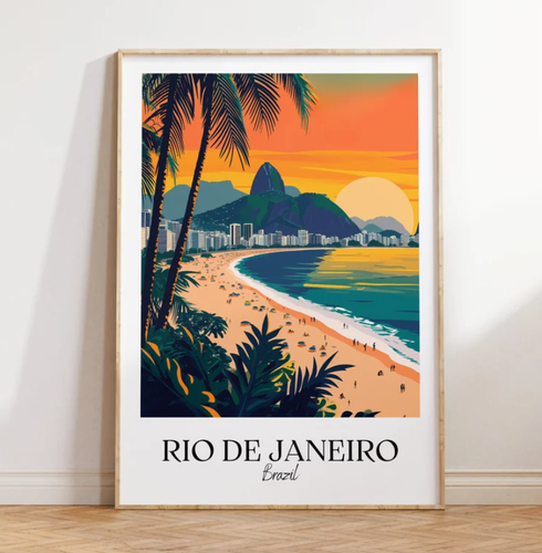 Rio de Janeiro city print, Rio de Janeiro travel poster, Brazil travel ...