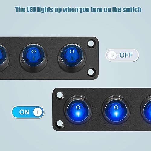 Waterproof Marine Switch Panel4 Gang Toggle Rocker Switch with 12V DC ...