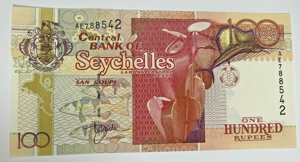 ND (1998) Seychelles 100 Rupees Unc Banknote with Aldabra Giant ...