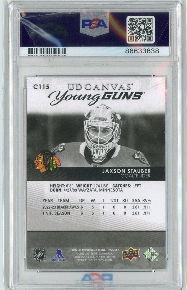 2023 UD JAXSON STAUBER CANVAS BLACK AND WHITE YOUNG GUNS PSA 10 | eBay
