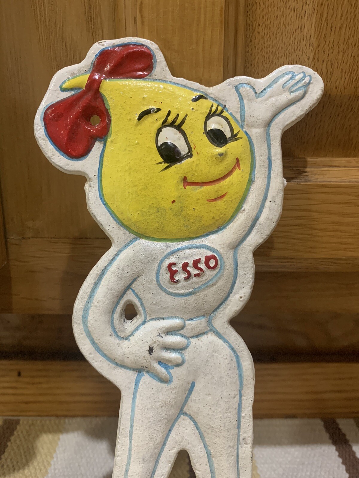 Esso Cast Iron Boy Girl Sign Gasoline Oil Drop Garage Vintage Style ...