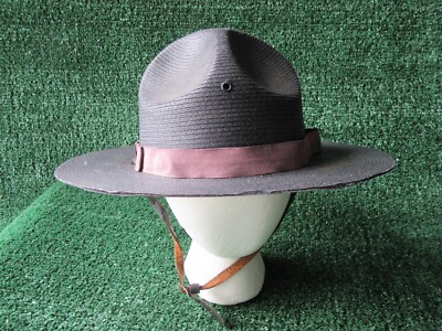 Vintage Stratton Campaign Style Straw State Trooper Police Military Hat ...