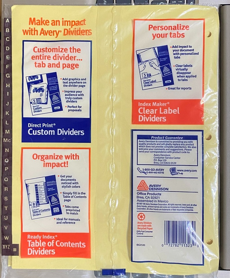 Avery Leather Pre-Printed Tab Dividers, 8.5 x 11 Inches, A-Z (11323 ...