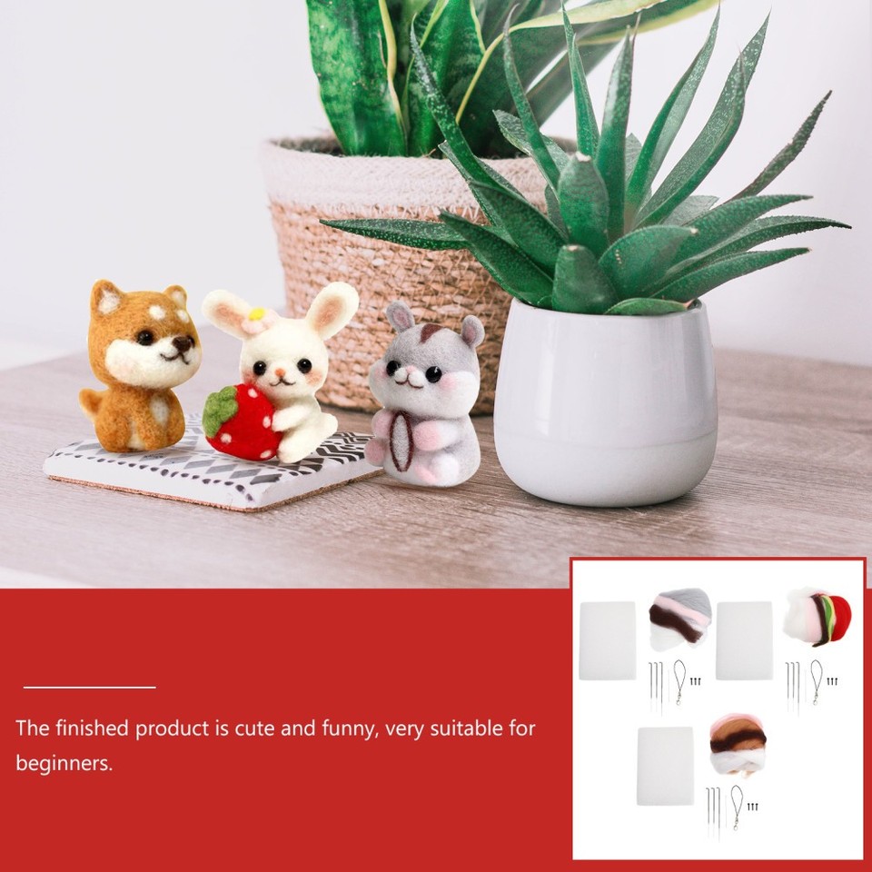 3 Sets Needlework Supplies Felt Animal Kit Creative Animals Craft | eBay UK