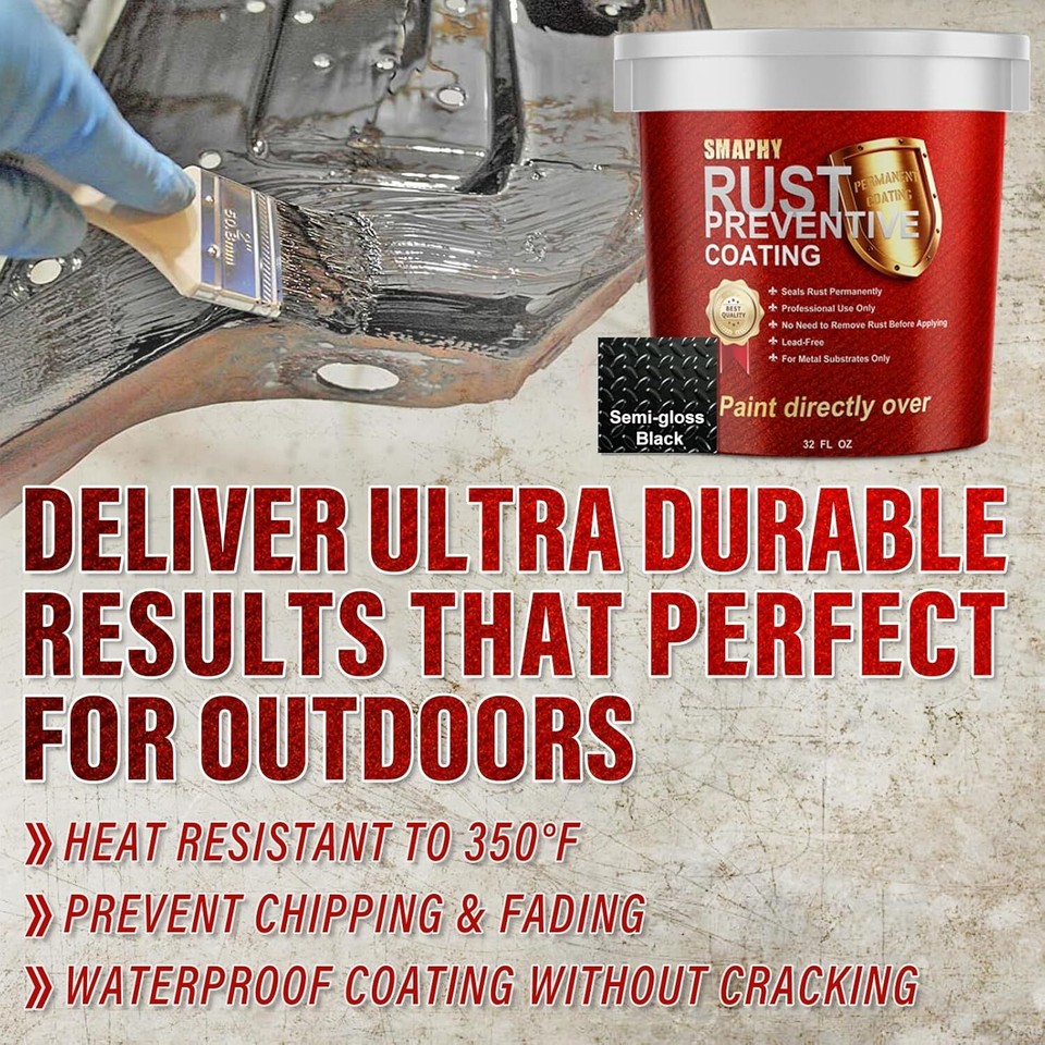 2-in-1 Rust Converter & Metal Primer Gloss Black, Rust Preventive Paint ...