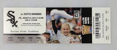 MLB 2012 08/24 Seattle Mariners at Chicago White Sox Full Ticket | eBay
