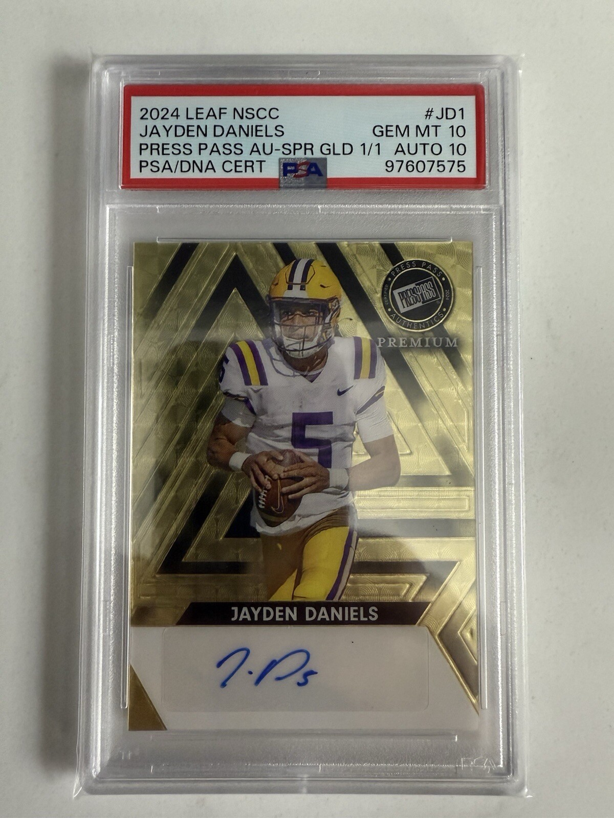 2024 Leaf NSCC Press Pass Jayden Daniels Gold Vinyl SuperFractor 1/1 ...