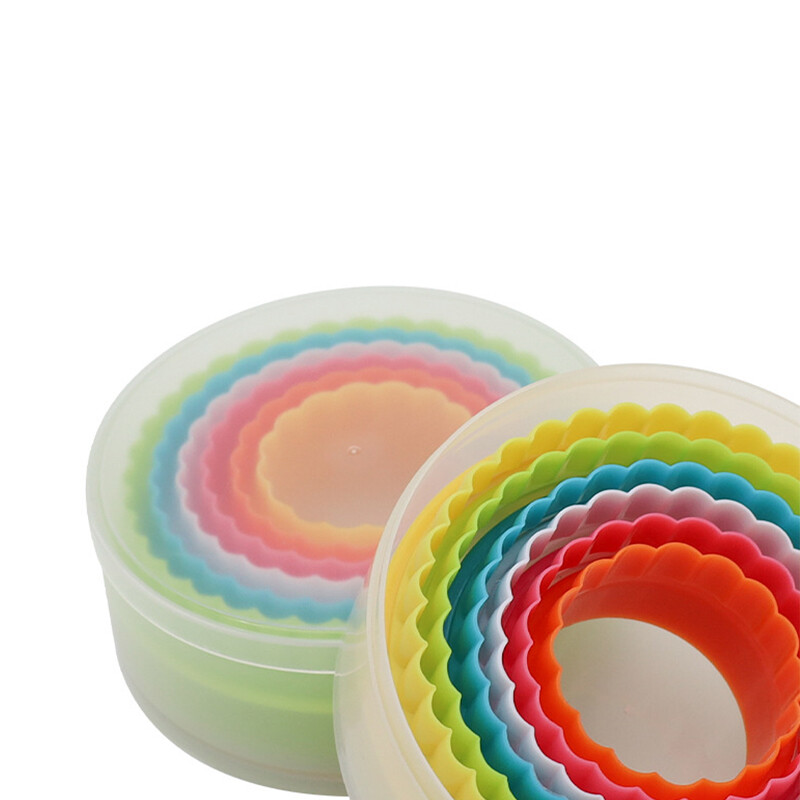 6PC Round Cookie Cutter Set Shapes Random Color Circle Pastry Moulds ...