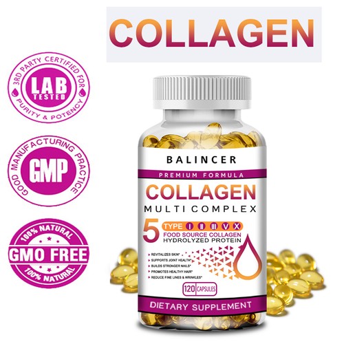 Multi-Collagen Peptide Type I、II、III、V、X 120 Capsules - Anti-Aging ...