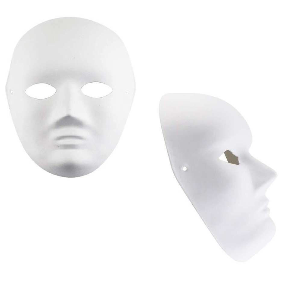 12 PCS DIY Full Face Masks, Paintable Paper Mask, White DIY Mask ...