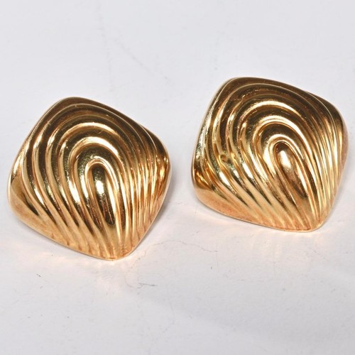 Vintage Italy 585 Gold Clip Earrings Art Deco Style Ribbed Domes | eBay