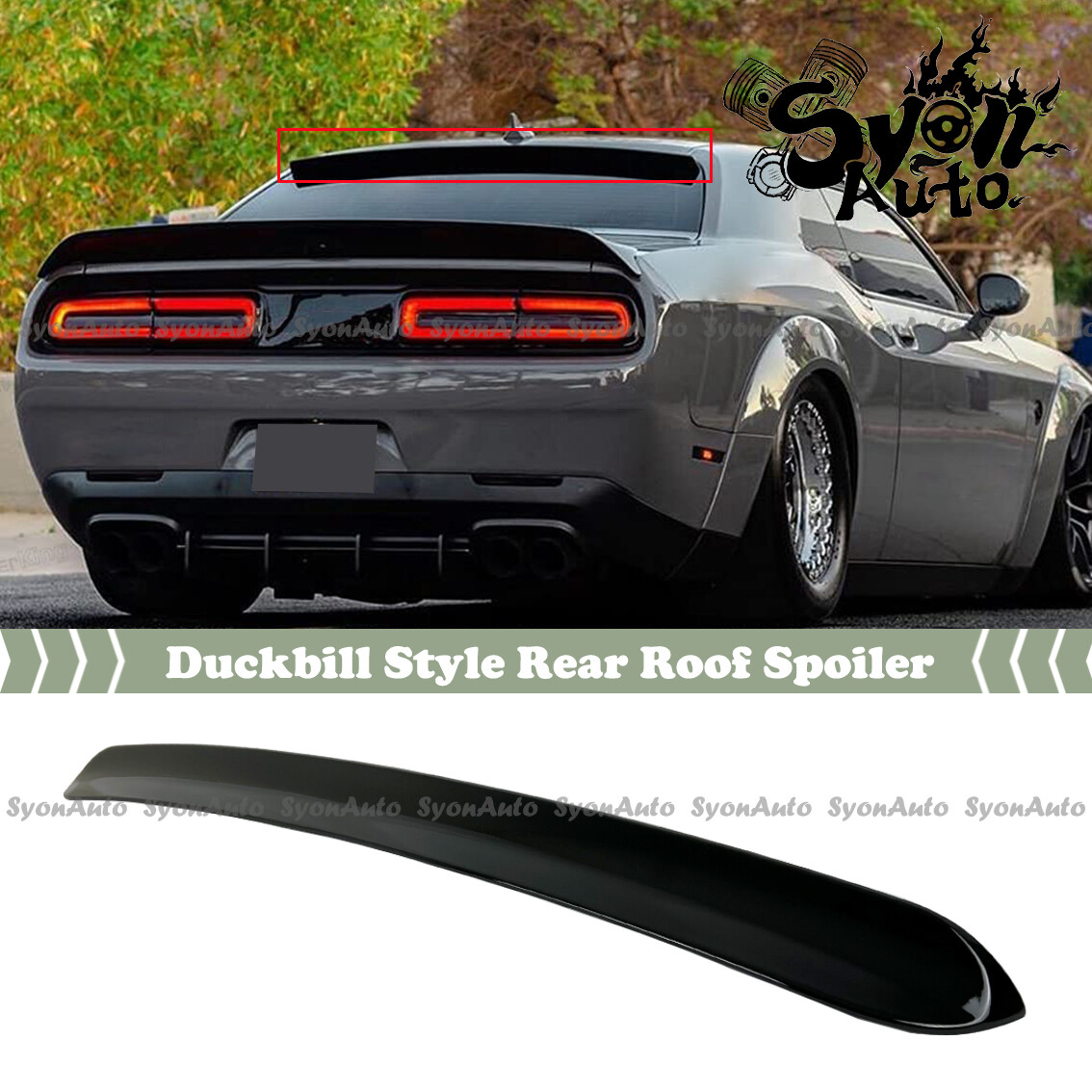 FITS 08-2024 DODGE CHALLENGER GLOSSY BLACK DUCKBILL STYLE REAR ROOF ...