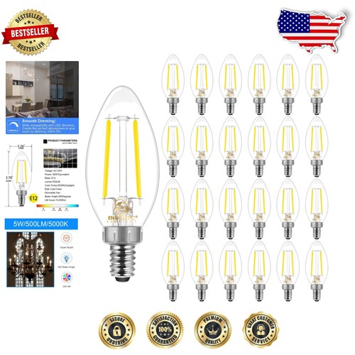 Flexible Dimmable B10 Candelabra LED Bulbs, 500 Lumens, 60W Equivalent ...