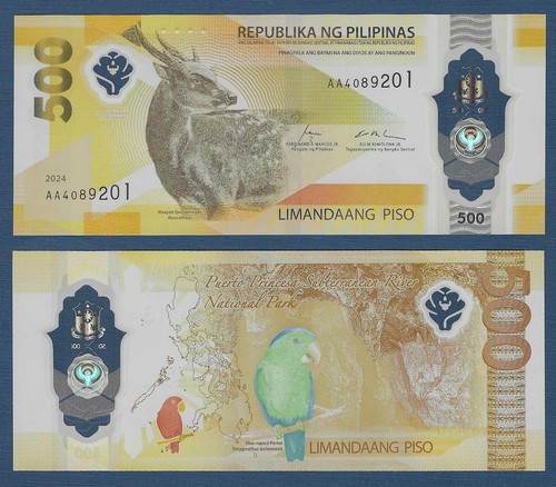 2024 Philippines 500 Peso New Polymer Visayan Deer w/ Prefix "AA ...