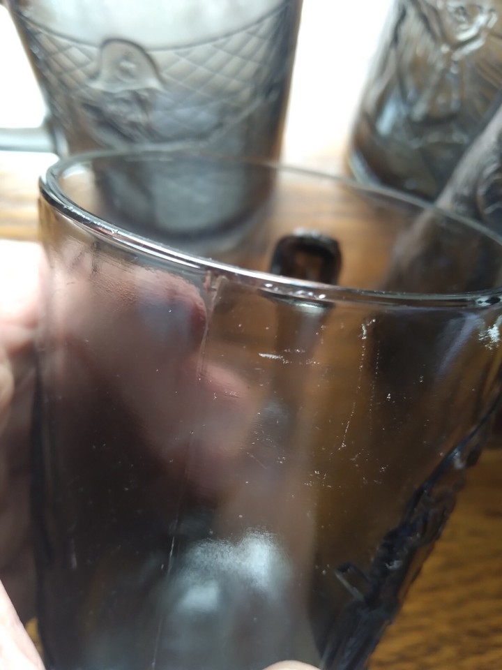 Vintage McDonalds Gray Glass Mugs Grimace (2)Hamburglar Captain Crook ...