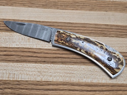 Tommy LEE Handmade Folding Pocket Knife, Damascus Collectible Mel Wood ...