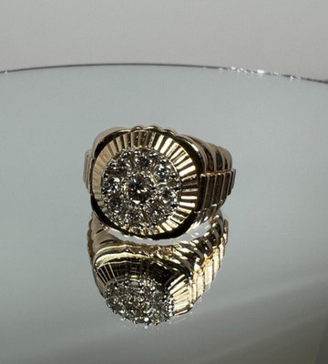 Men's 9-Diamond PRESIDENT Cluster Ring ~ 1.16 CTW ~ 14k Gold ~ 13.5 ...