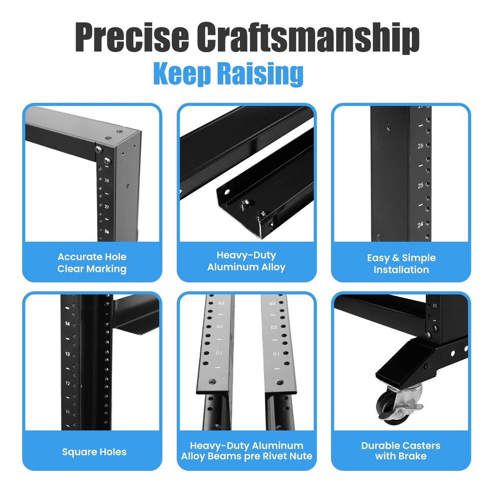 Open Rack 24U 4 Post Open Frame 19-Inch Data Network Desktop Server ...