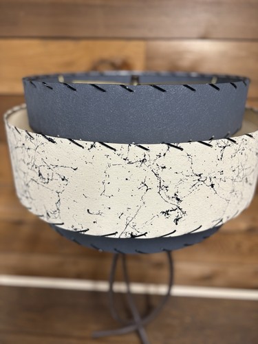 Mid Century Vintage Style 3 Tier Fiberglass Lamp Shade Gray/Ivory Black ...