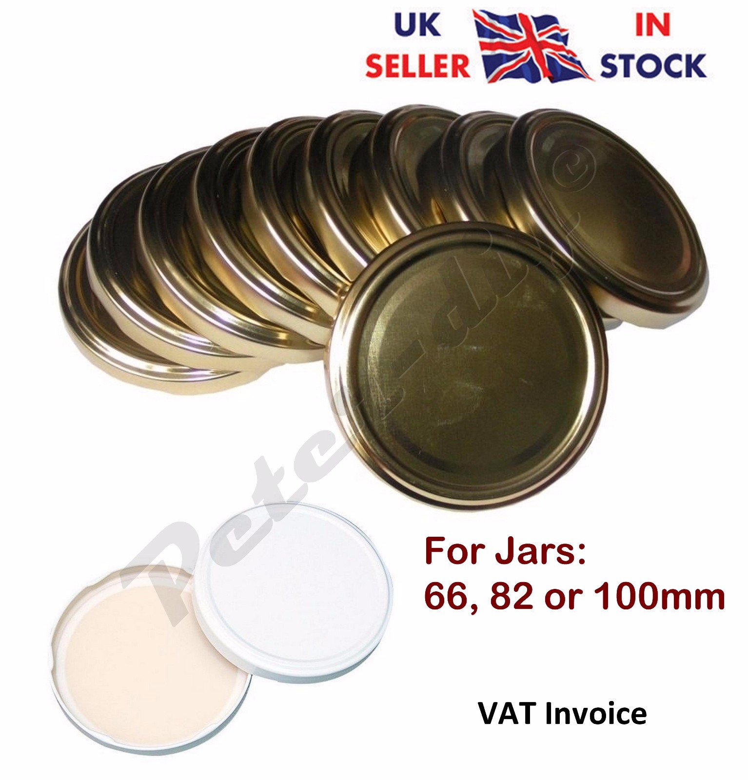New Jam Jar Twist Off Cap Caps Lid Lids Colour: Gold or White Size: 66 ...