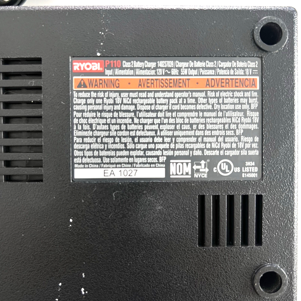Ryobi 18V P236A drill, P102 18V battery, P110 class 2 battery charger ...
