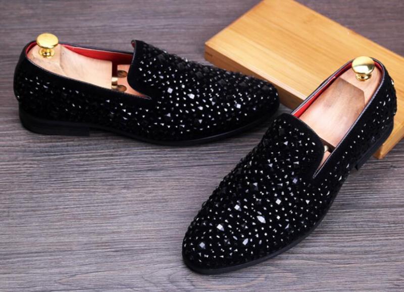 Men's Bling Bling Glitter Evening Loafers Rhinestones Dress Formal ...