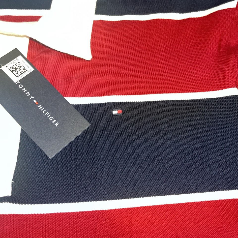Tommy Hilfiger Red, White & Blue Long Sleeve Polo Dress Size M NEW | eBay