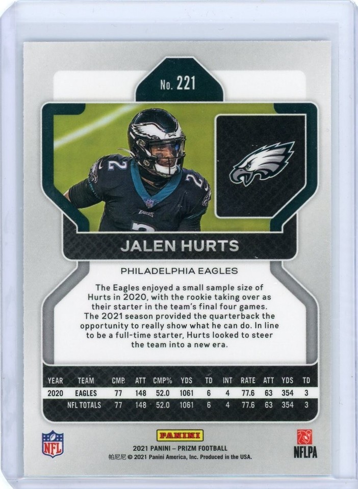2021 Panini Prizm Jalen Hurts Base #221 Eagles 2nd Year | eBay