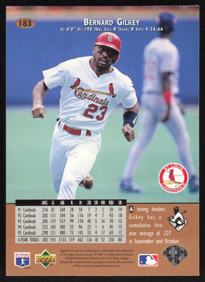 1996 Upper Deck Bernard Gilkey #183 St. Louis Cardinals | eBay